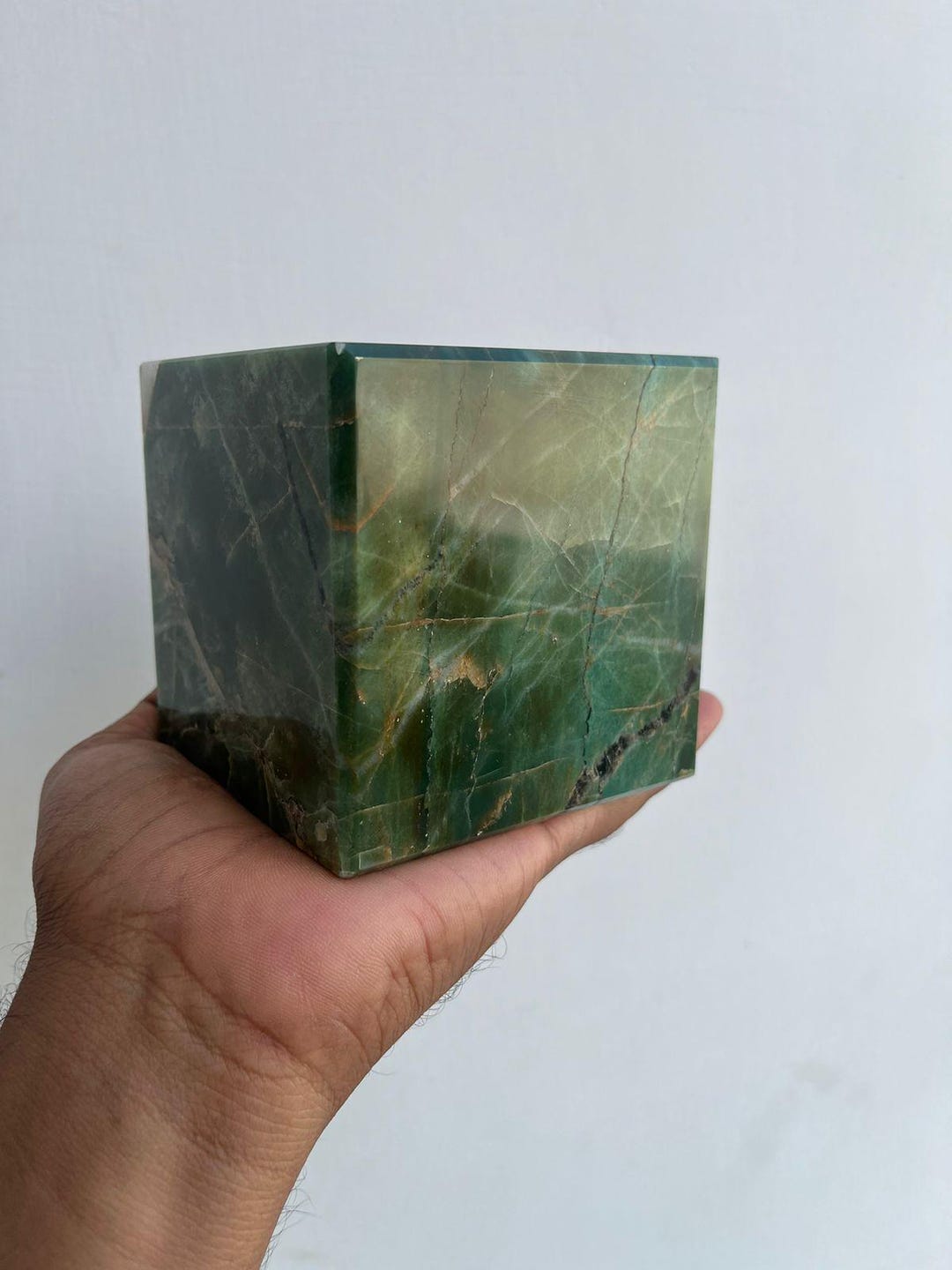 Large Green Jade Crystal Cube | Prosperity Stone, Home Decor (4 Inch ...