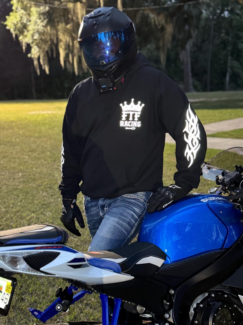 Reflective Biker Hoodie – Motorcycle Streetwear Riding Hoodie – Night ...