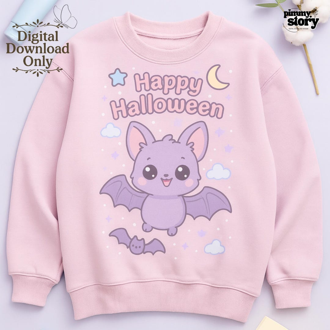 Kawaii Halloween Bat Clipart: Purple PNG, JPG, PDF (digital Download - Etsy