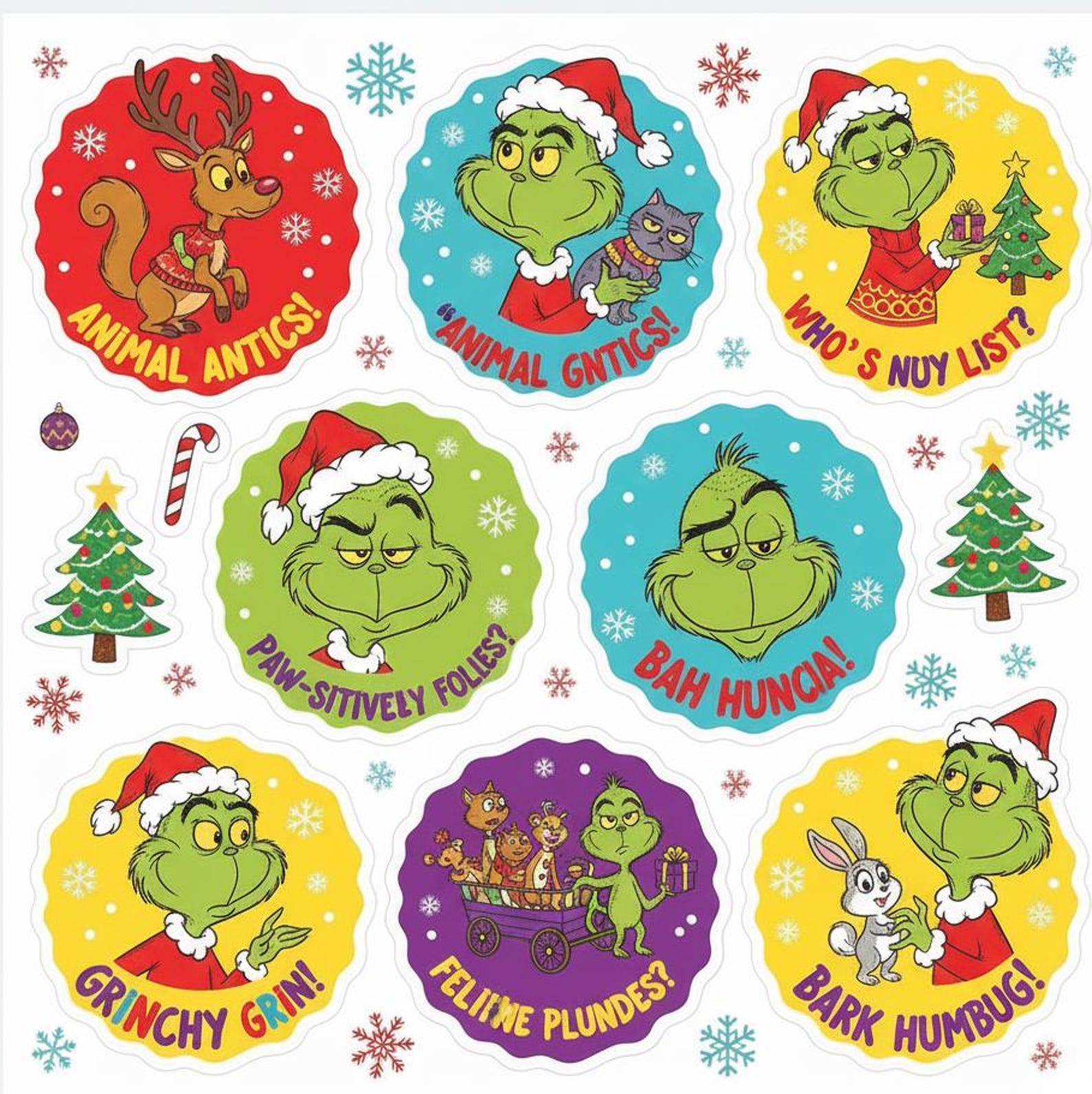 Funny Grinchmas Sticker Sheet | Christmas Planner Stickers (digital ...