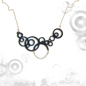 Black Circles Statement Necklace, Geometric Necklace, Black Jewelry ...