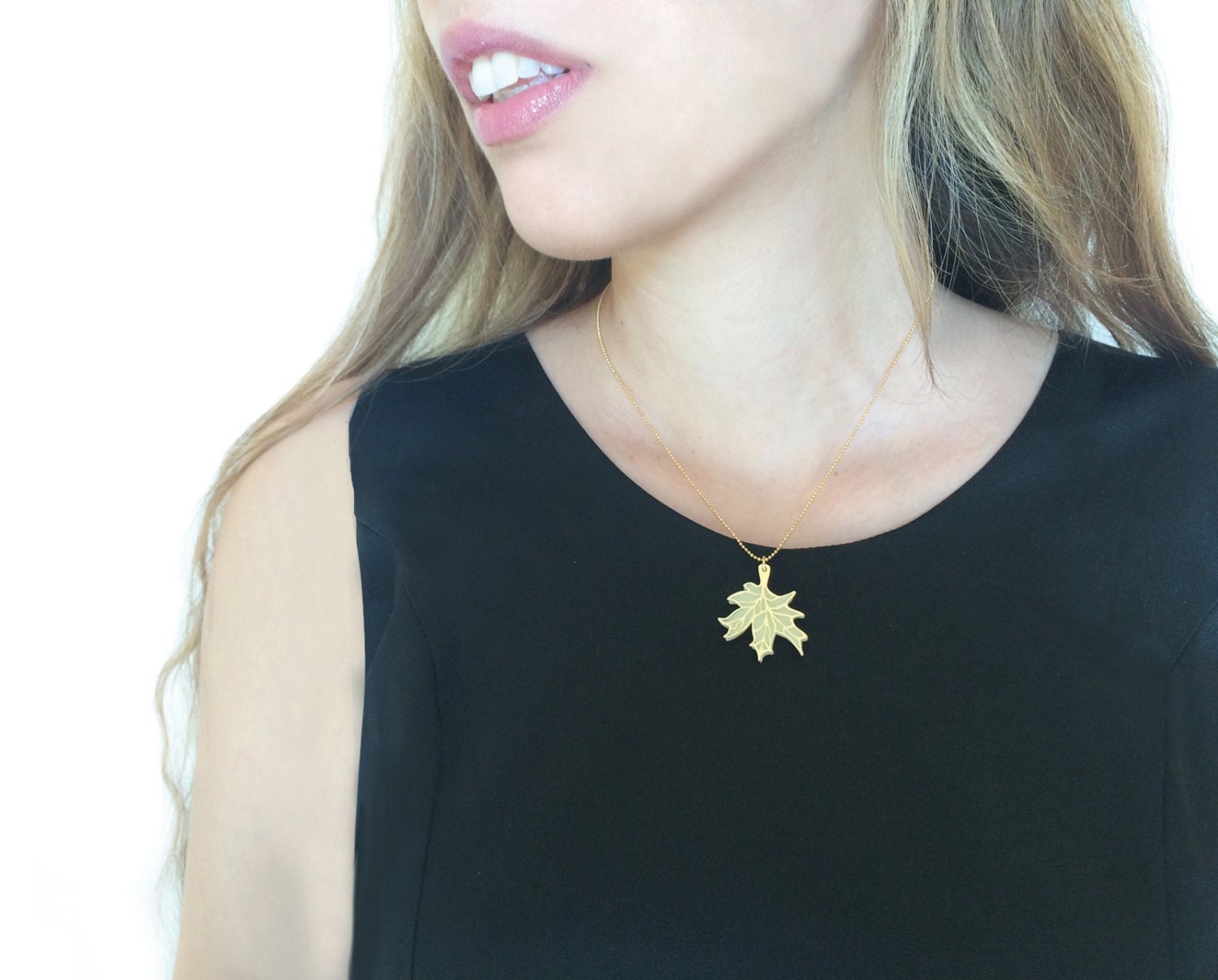 Leaf Necklace, Botanical Jewelry, Eco Friendly Charm, Maple Leaf ...