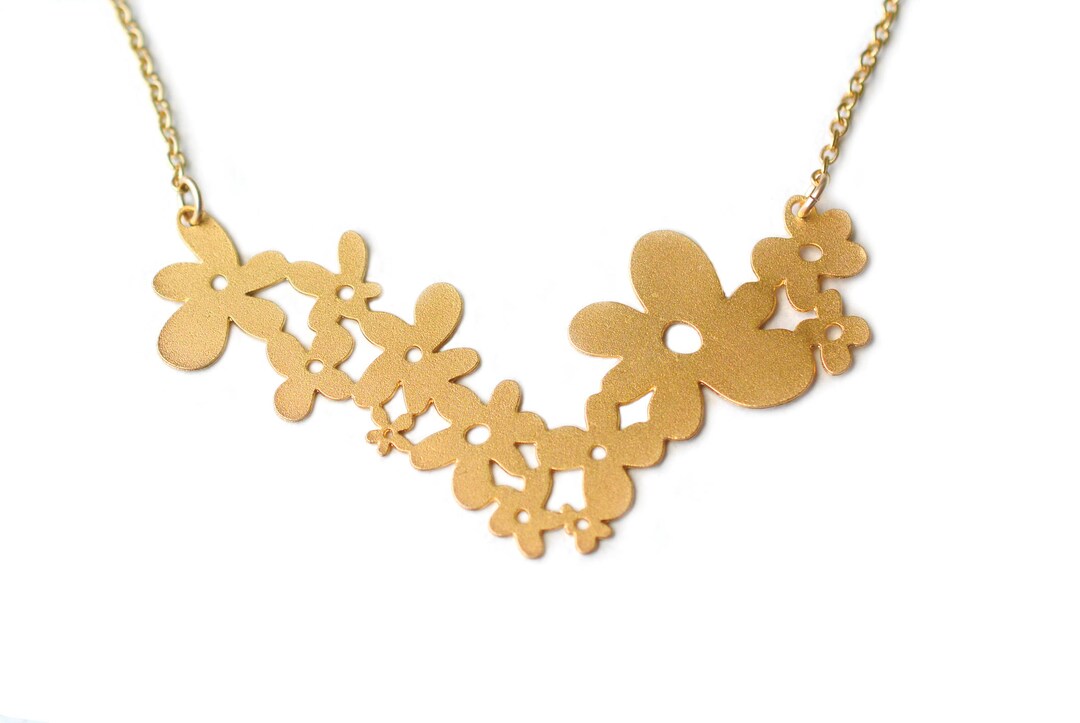Graduation Gift, Flowers Necklace, Gold Flower Charm, Flower Pendant ...