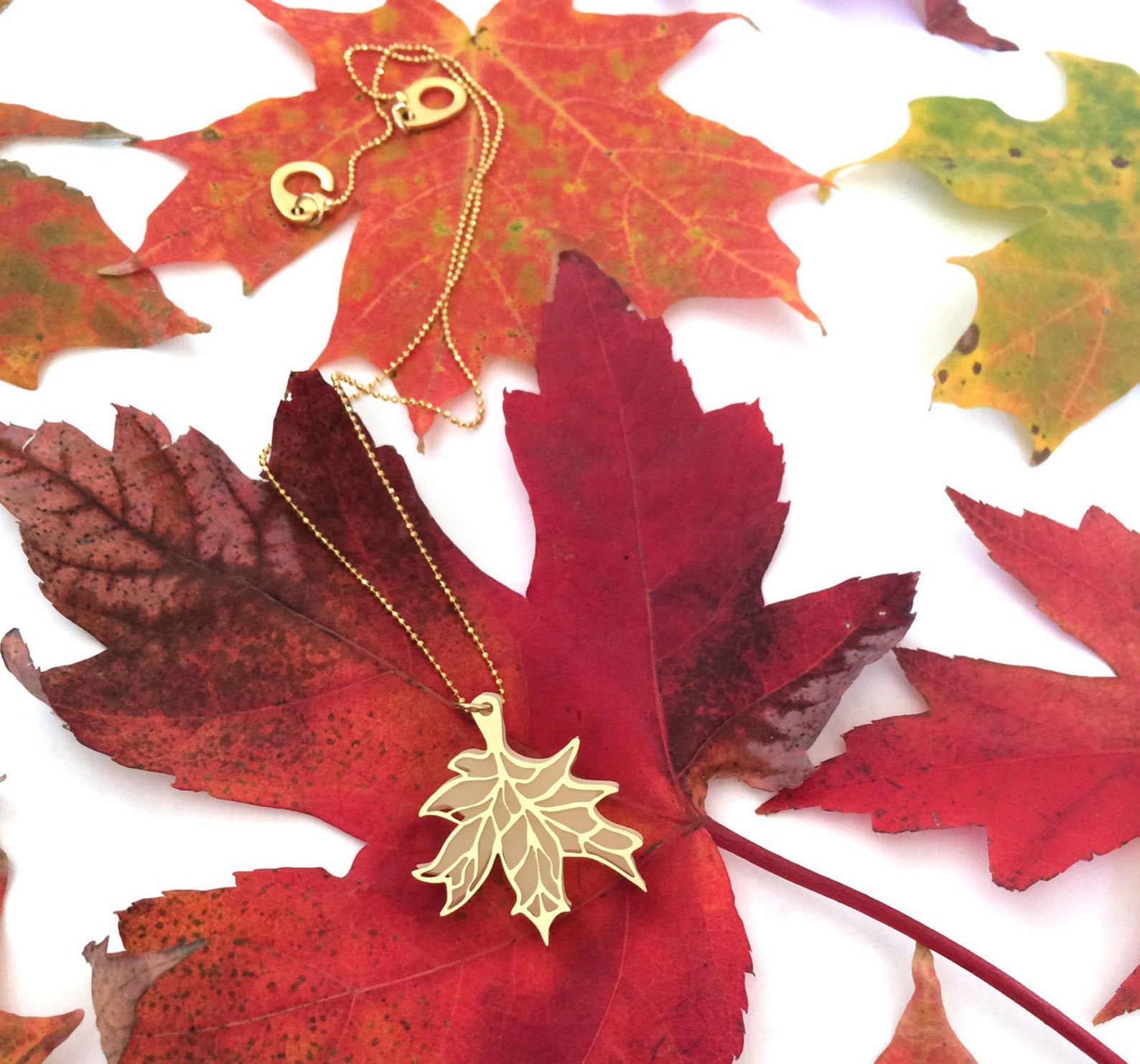 Leaf Necklace, Botanical Jewelry, Eco Friendly Charm, Maple Leaf ...