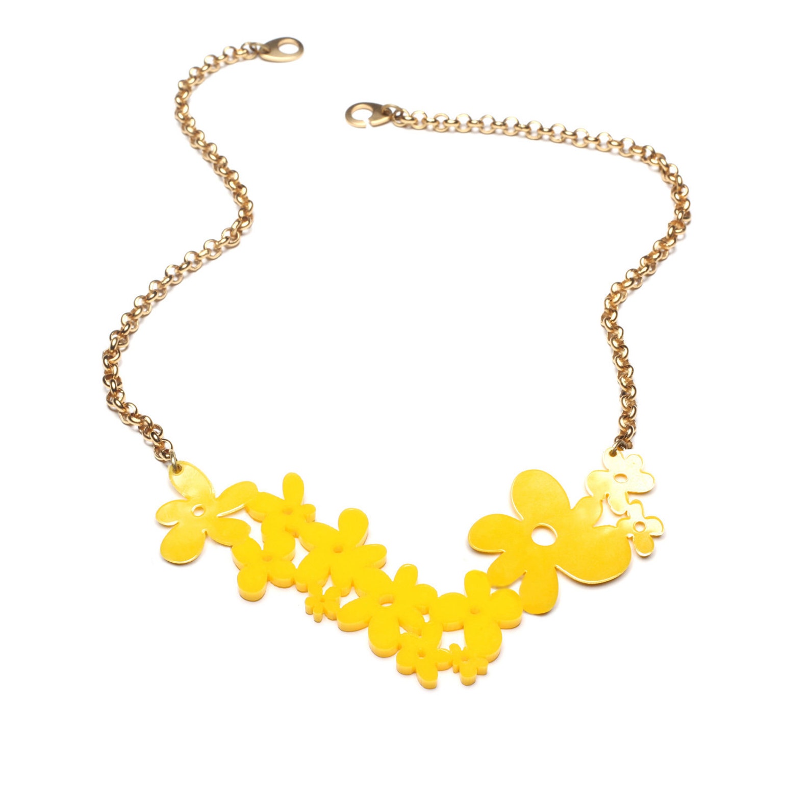 Yellow Flowers, Statement Necklace, Flower Girl Gift, Trendy Necklace ...