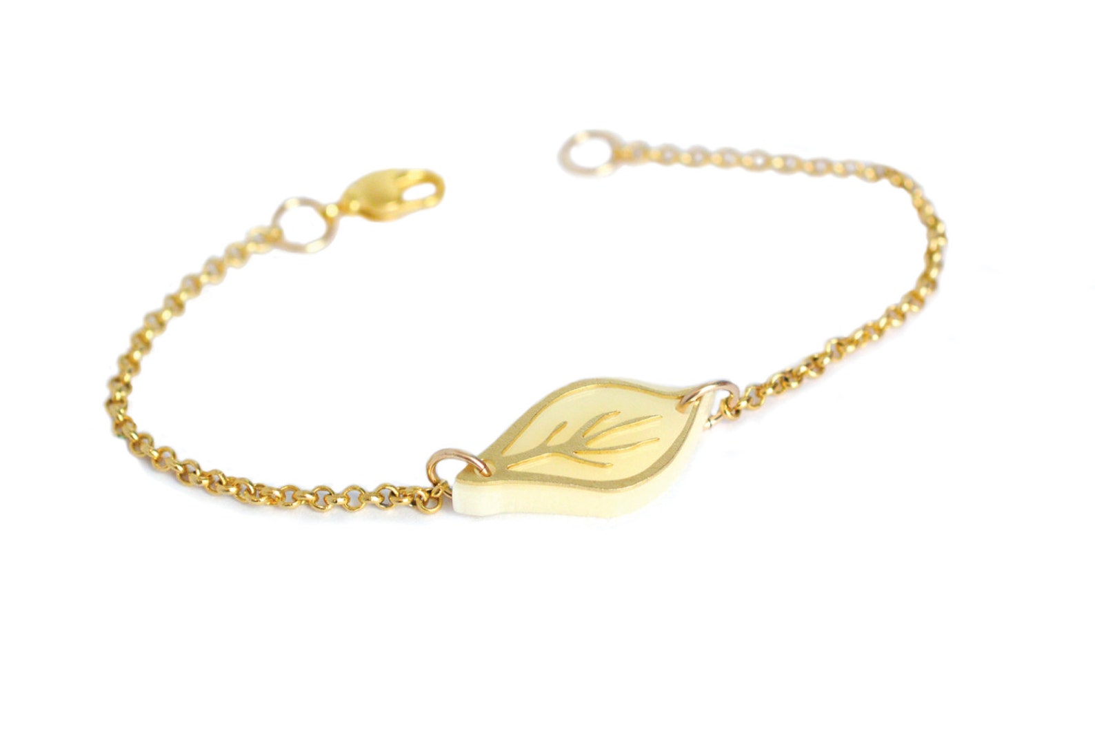 Leaf Bracelet, Small Black Leaf Bracelet, Charm Bracelet, Acrylic and ...