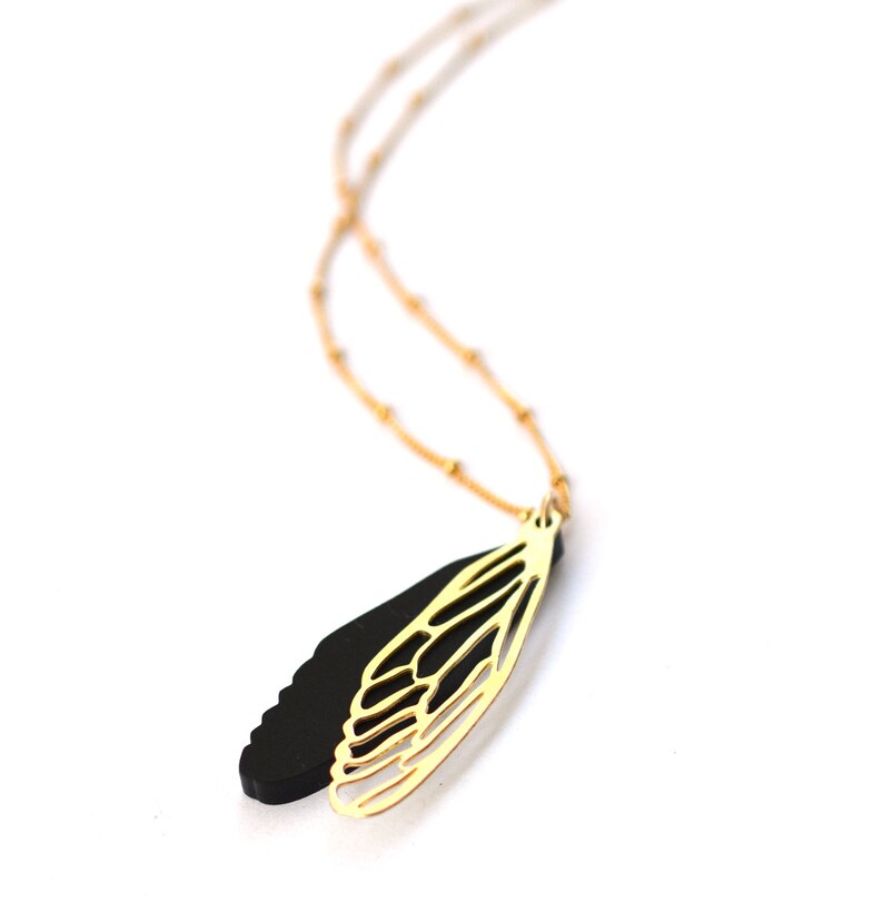 Dragonfly Wing Pendant in Gold and Black Gift for Mom - Etsy