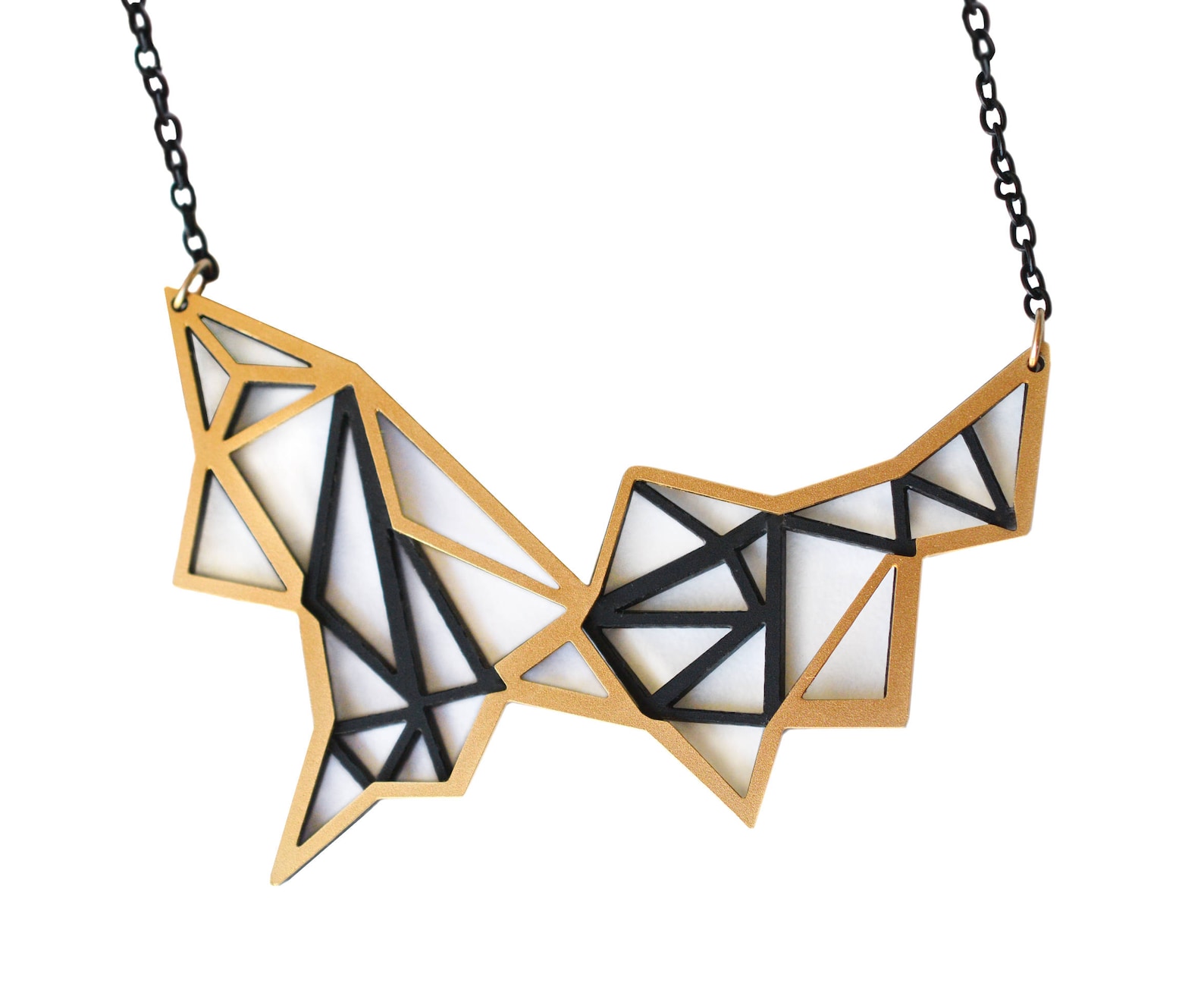 Diamond Shape Geometric Necklace, Statement Necklace, Gold Triangle ...