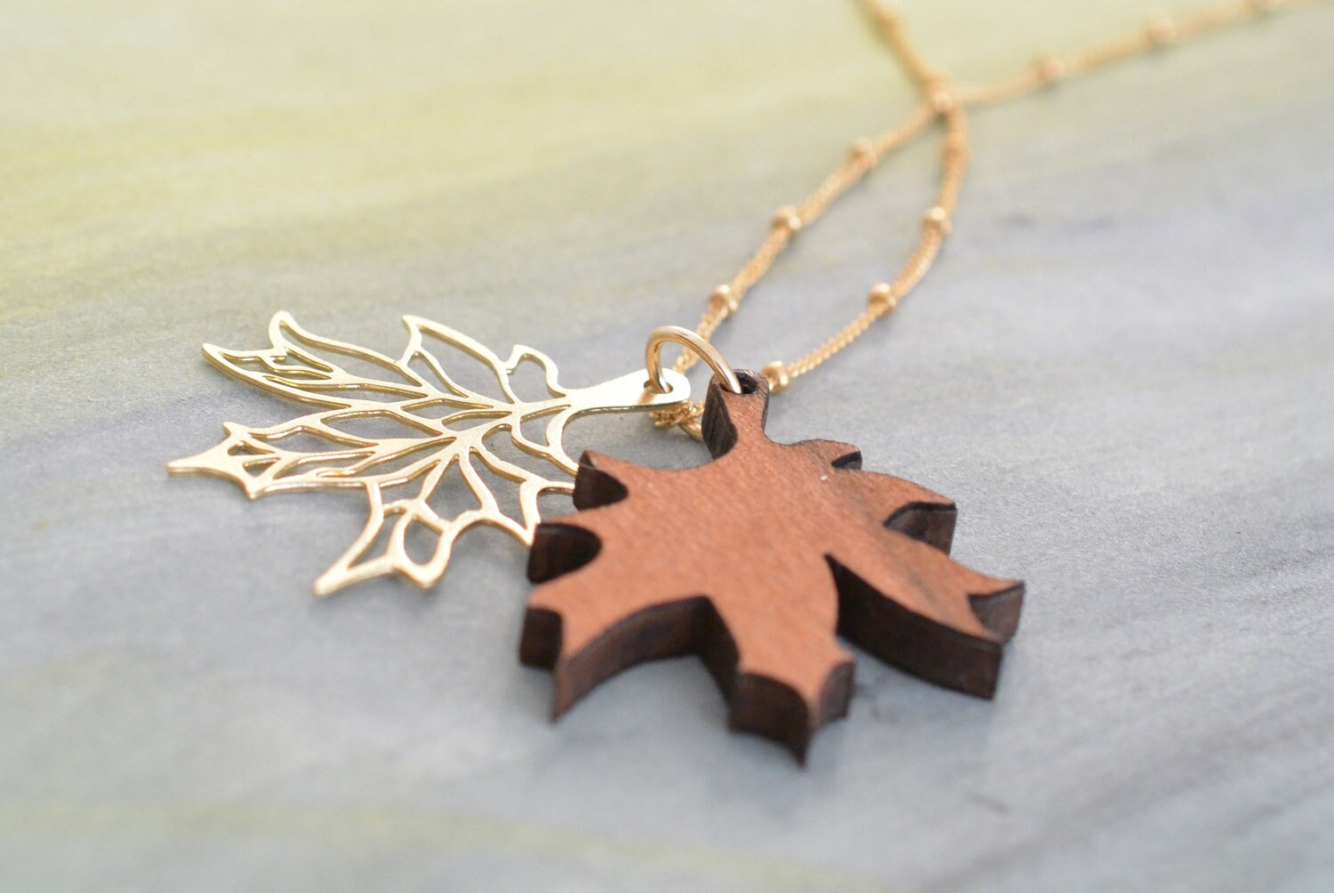 Leaf Necklace, Botanical Jewelry, Eco Friendly Charm, Maple Leaf ...