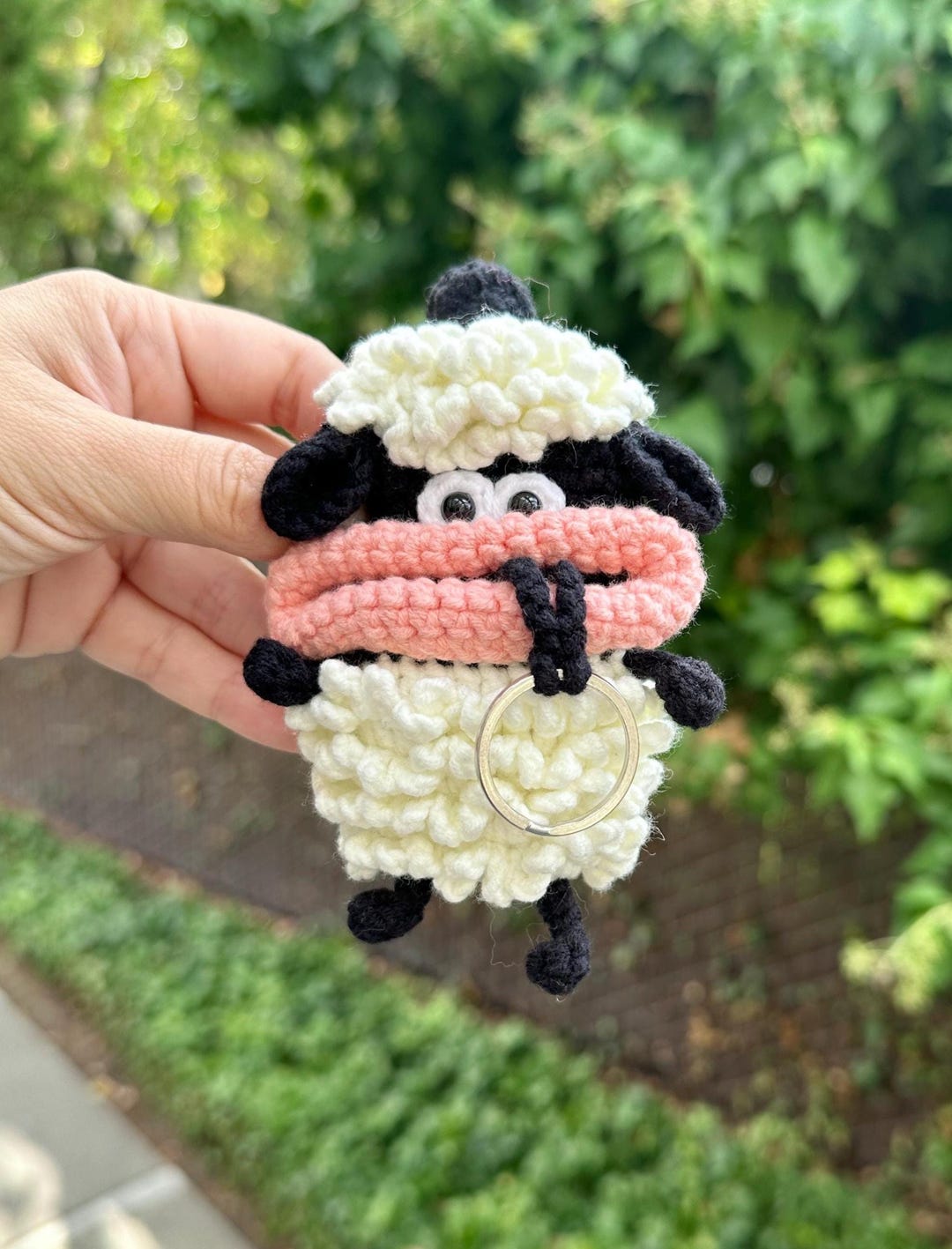 Crochet Car Key Fob Cover Holder Sheep Big Mouth Monster Handmade ...