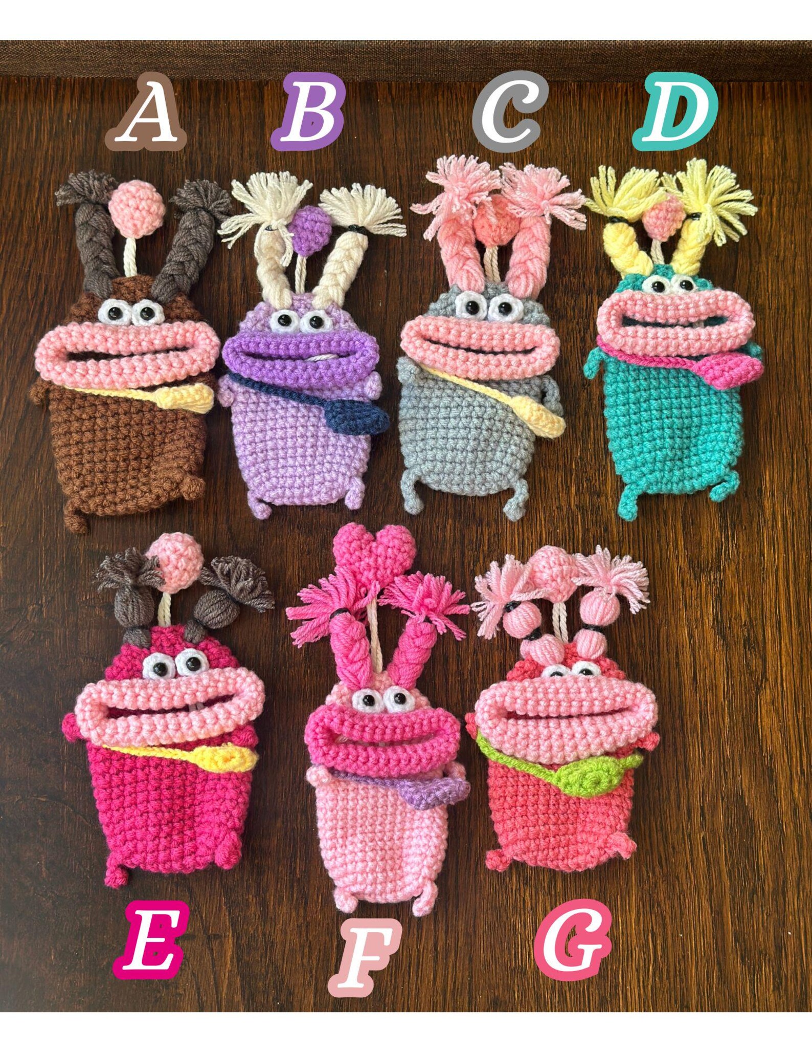 Crochet Car Key Fob Cover Holder Big Mouth Monster Sausage Mother's Day ...