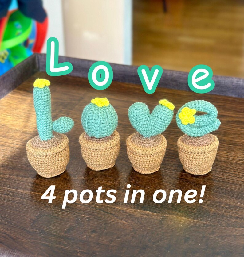 Handmade Crochet Cactus LOVE Kit, Cactus Decor, Handmade Succulent ...