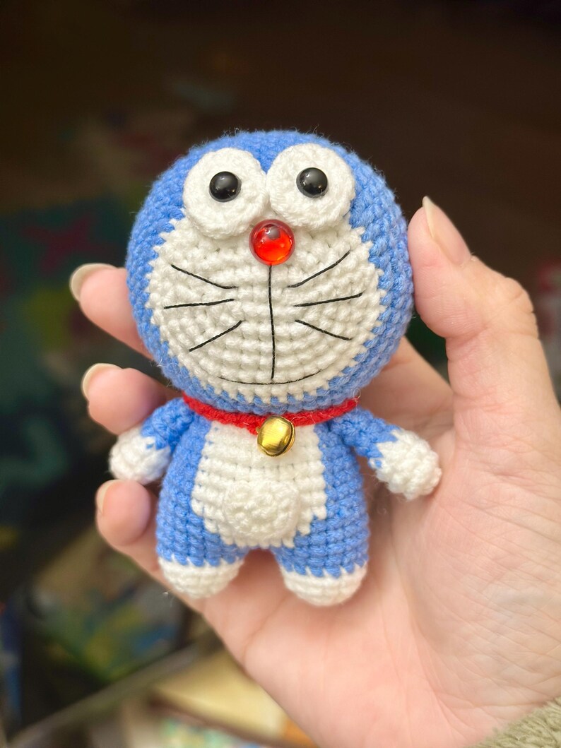 Crochet Doraemon Pokonyan Keychain Handmade Amigurumi Doraemon Plushie ...