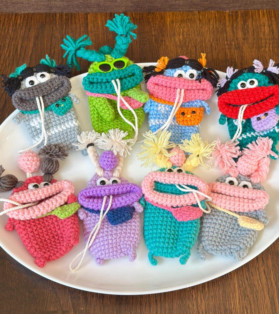 Crochet Car Key Fob Cover Holder Big Mouth Monster Sausage Mother's Day ...