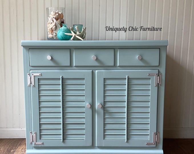 Sold, Shipping for Jean,glass Coastal Blue Cabinet~oversized Nightstand ...