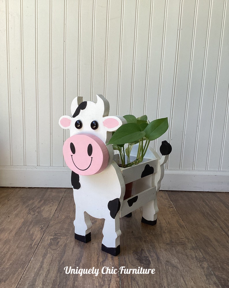 Pig, Cow Planter, Gardener Gift, Plant Lover, Farm Animal, Painted ...