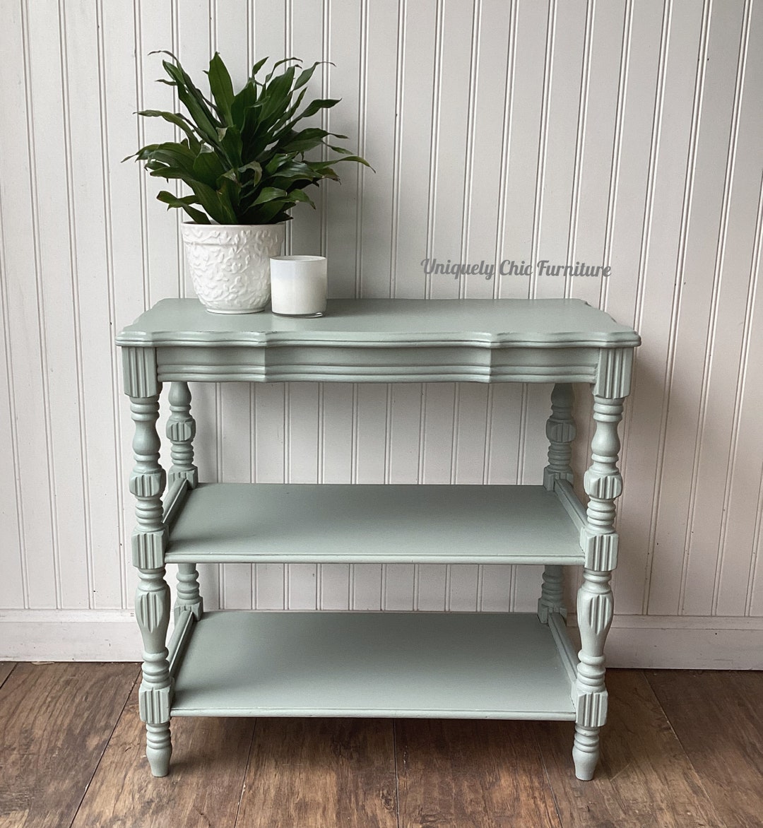 Sage Green Table, Curvy, Side Table, Narrow, Small Space, Cottage Style ...