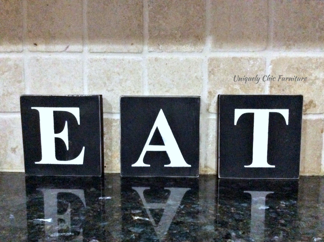 EAT Block Letters ~ Color Choice ~ Custom Block Letter, Kitchen, Wood ...