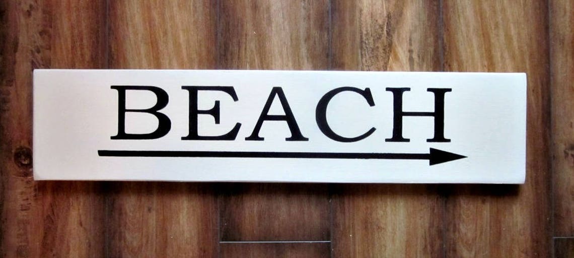 Beach Sign Wood wall Decorcoastal Home Arrow Left Arrow | Etsy