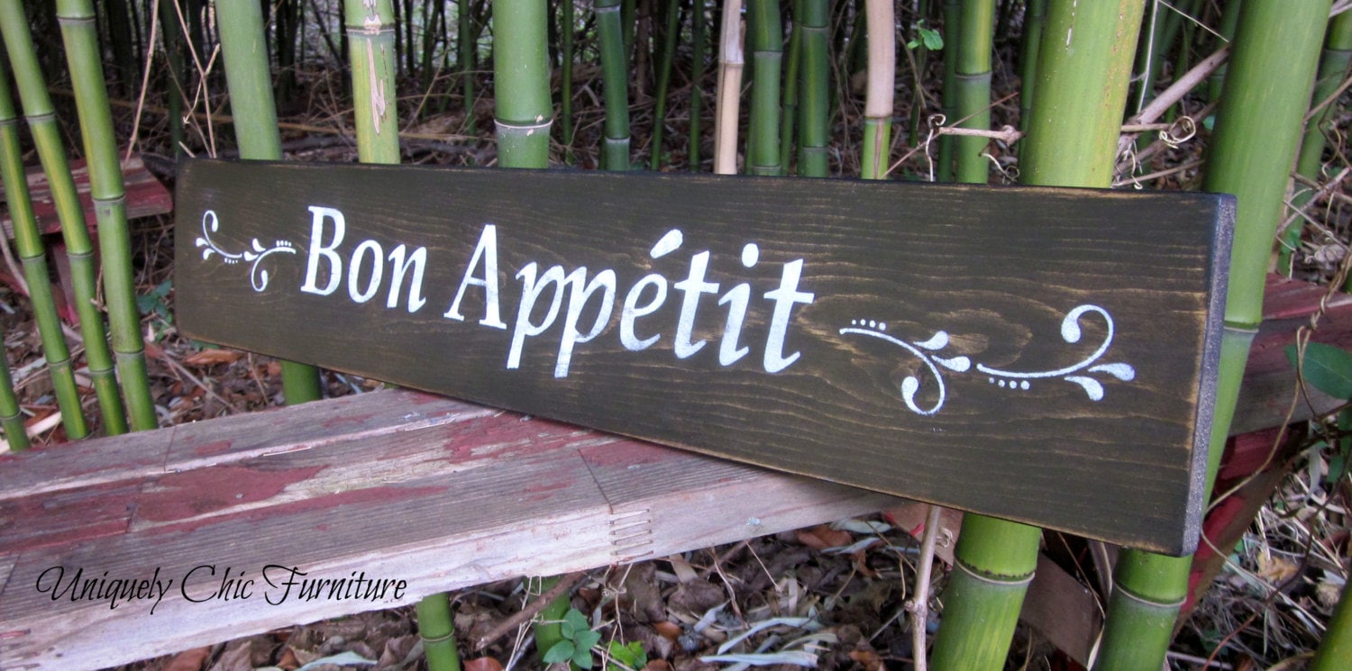 Bon Appetit Sign Kitchen Dining Room Wood Sign Custom | Etsy