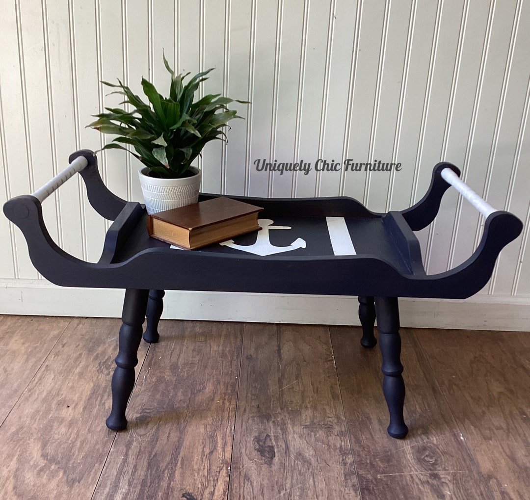 Nautical Tray, Coastal Tray, Boat, Yacht, Tray, Ottoman, Navy, Anchor ...
