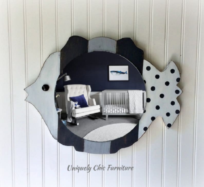 Fish Mirror Custom Colors Wall Art Planked Wood Mirror - Etsy