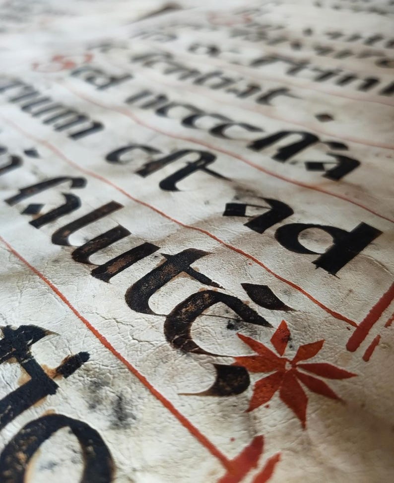 Original Medieval Choirbook Leaves C.1450 | Athanasian Creed Manuscript ...