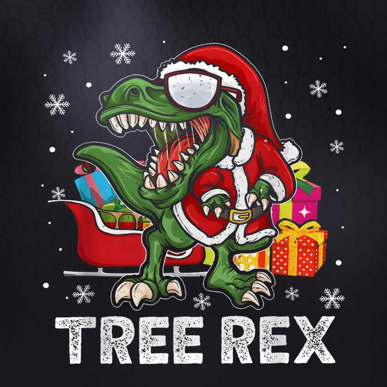 Tree Rex PNG Funny T-rex Santa Christmas T-shirt Sublimation Design ...