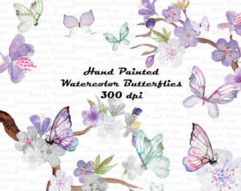 Digital Watercolor Butterfly Clip Art High Resolution Graphic | Etsy