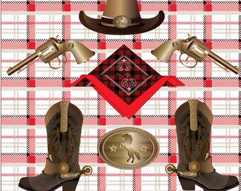 Western Cowboy Vertical Border Overlay clipart Graphics High | Etsy