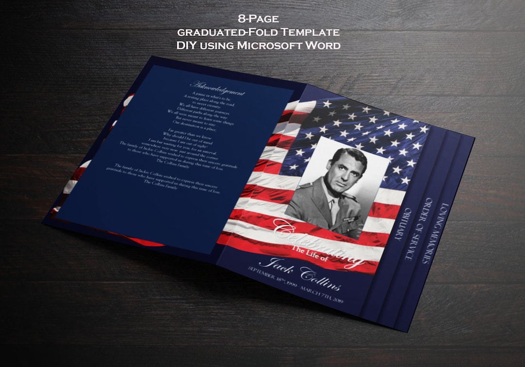 Funeral Program Template 8 Pages | Graduated Fold Funeral Program ...