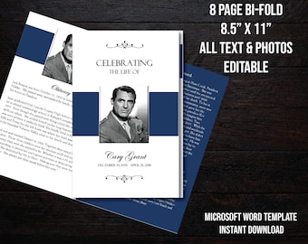 Blue Funeral Program - Etsy