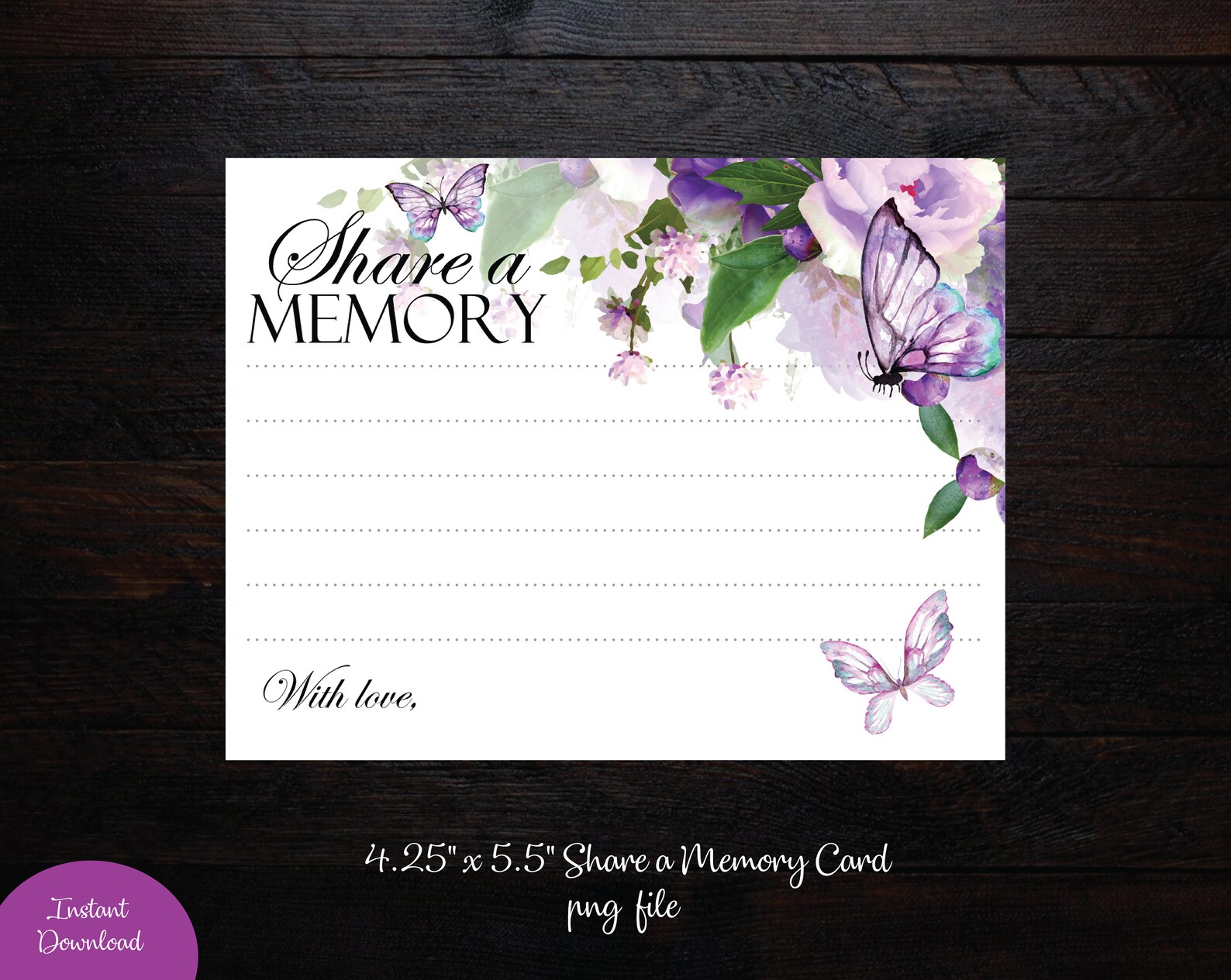 Share a Memory INSTANT DOWNLOAD Printable Purple Peony | Etsy