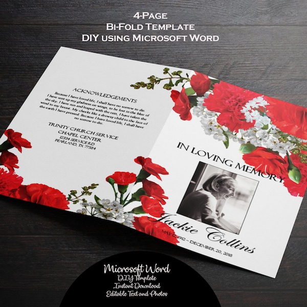 Printable Funeral Program Template - Etsy