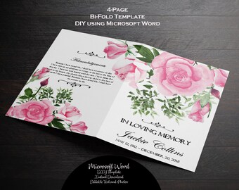 DIY Memorial Program Funeral Program Template Remembrance | Etsy