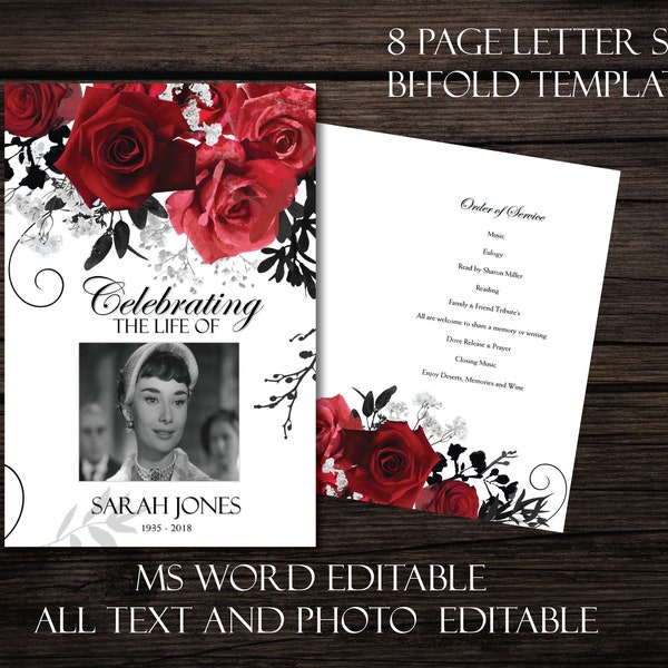 Red and Black Funeral Program - Etsy