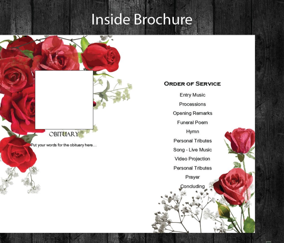 Funeral Program Template Memorial Program Funeral Folder - Etsy