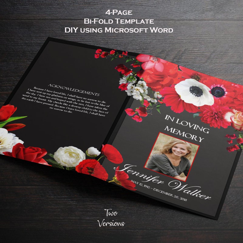 Funeral Program Red and Black - Etsy