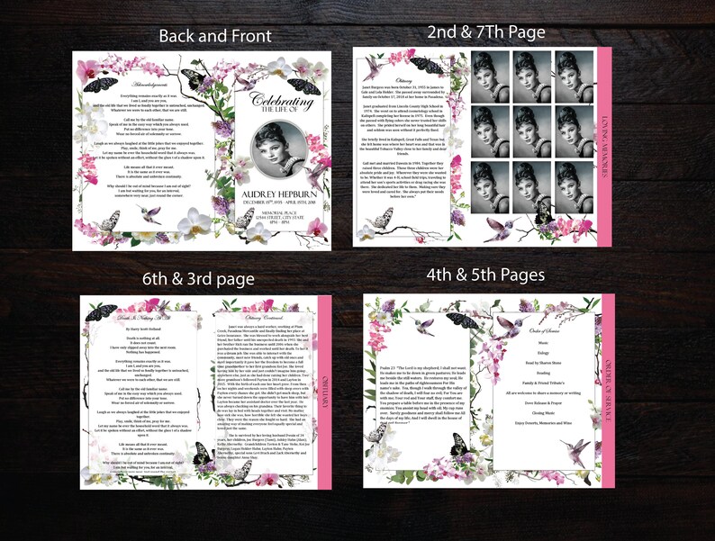 Funeral Program Template 8 Pages Graduated Fold Funeral - Etsy