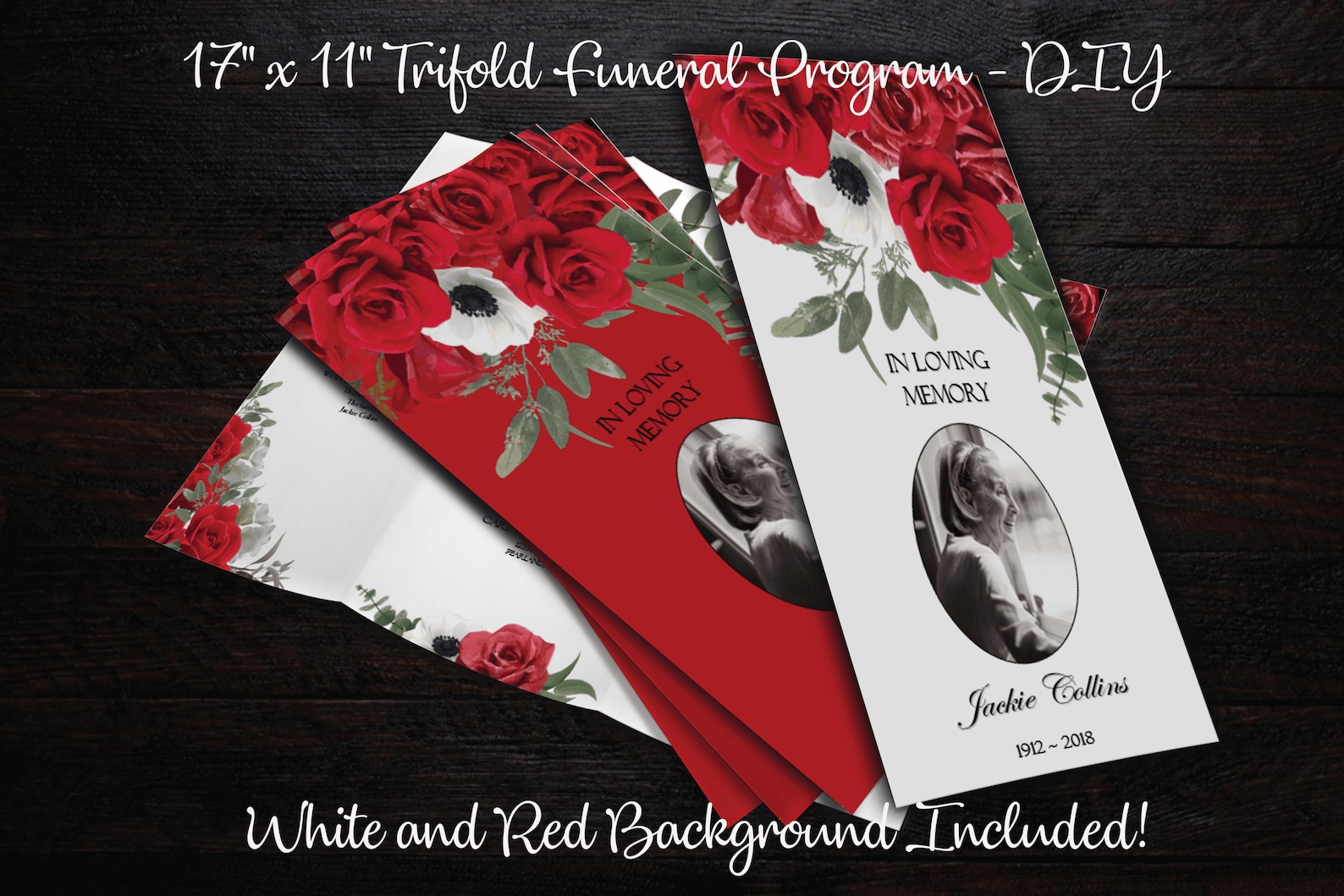 17 X 11 Printable Tri-fold Memorial Program Printable | Etsy