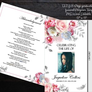 17 X 11 Funeral Program Template Graduated Fold - Etsy