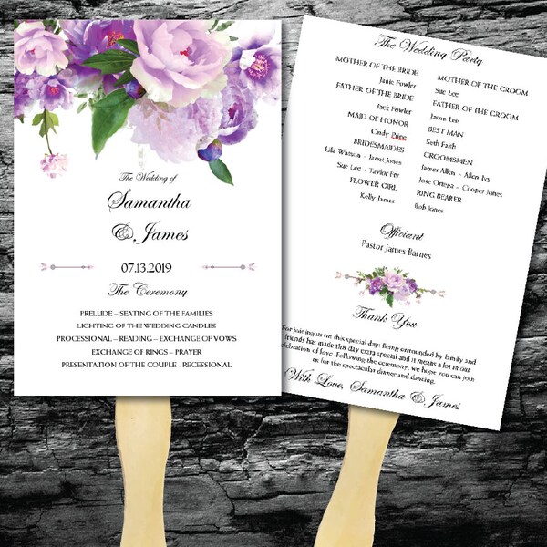 Wedding Program Fan - Etsy
