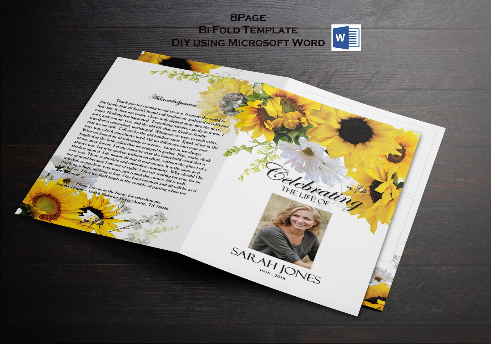 Funeral Program Template 8 Page Bi-fold Funeral Program - Etsy