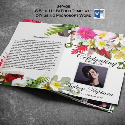 Hawaiian Funeral Program Template Funeral Printable Tropical - Etsy ...