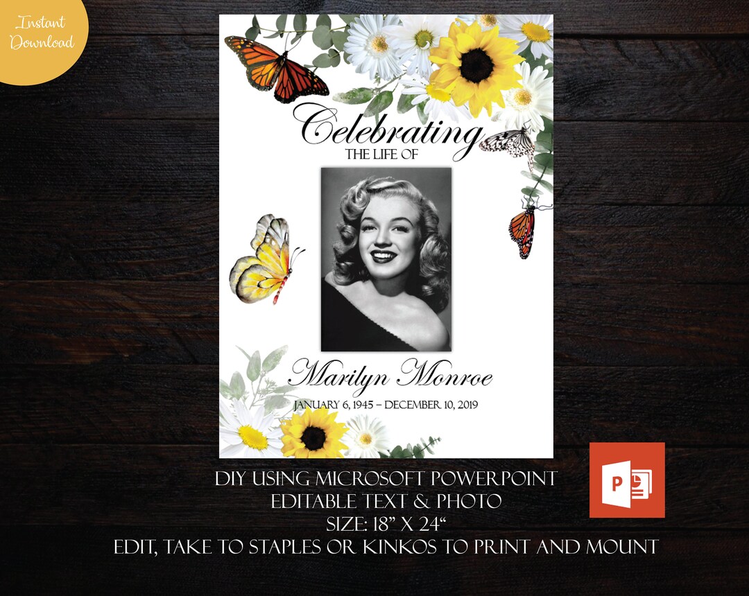 DIY Memorial Poster 18x24 Funeral Poster - Etsy
