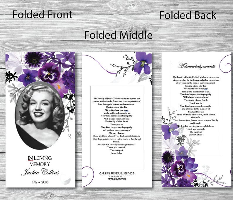 17 X 11 Printable Tri-fold Memorial Program Printable - Etsy