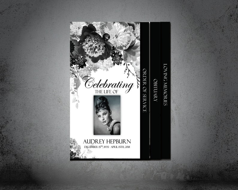 Elegant Funeral Program Template Graduated Fold Funeral - Etsy