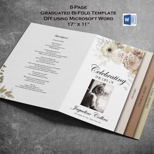 17 x 11 Funeral Program Template Graduated Fold | Etsy
