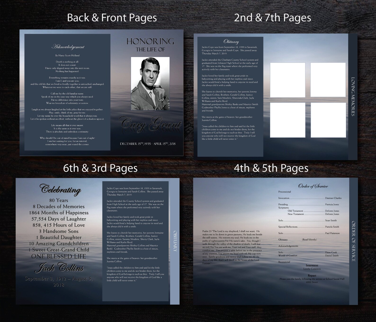 8.5 X 11' Funeral Program Template Graduated Fold | Etsy