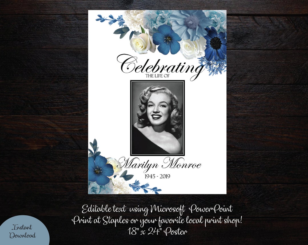 DIY Memorial Poster 18x24 Funeral Poster Template Memorial Poster ...